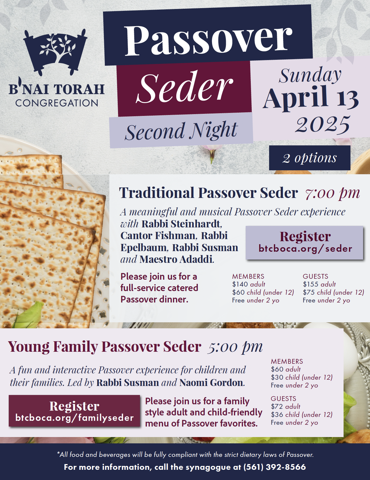 Second Night Seder at B'nai Torah Congregation - Jewish Boca